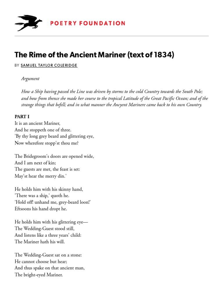The Rime of The Ancient Mariner (Text of 1834) | PDF