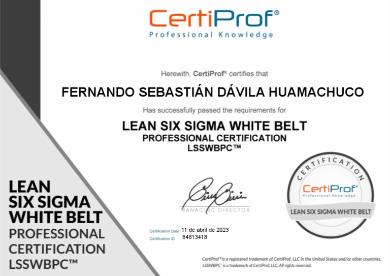 Certificado White Belt - Fernando Dávila | PDF
