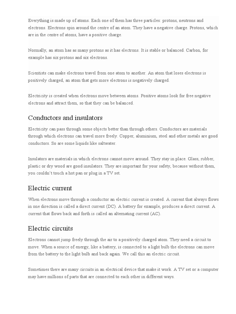 Understanding Atoms and Electricity Basics | PDF | Electricity | Atoms