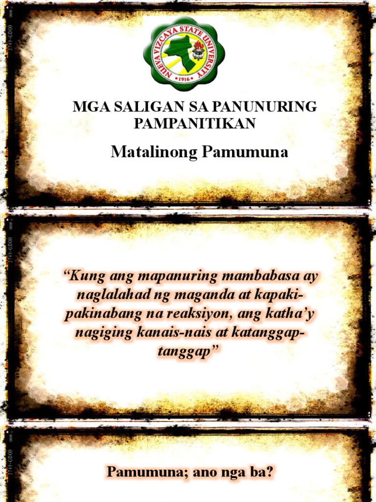 Mga Saligan Sa Panunuring Pampanitikan: Matalinong Pamumuna | PDF