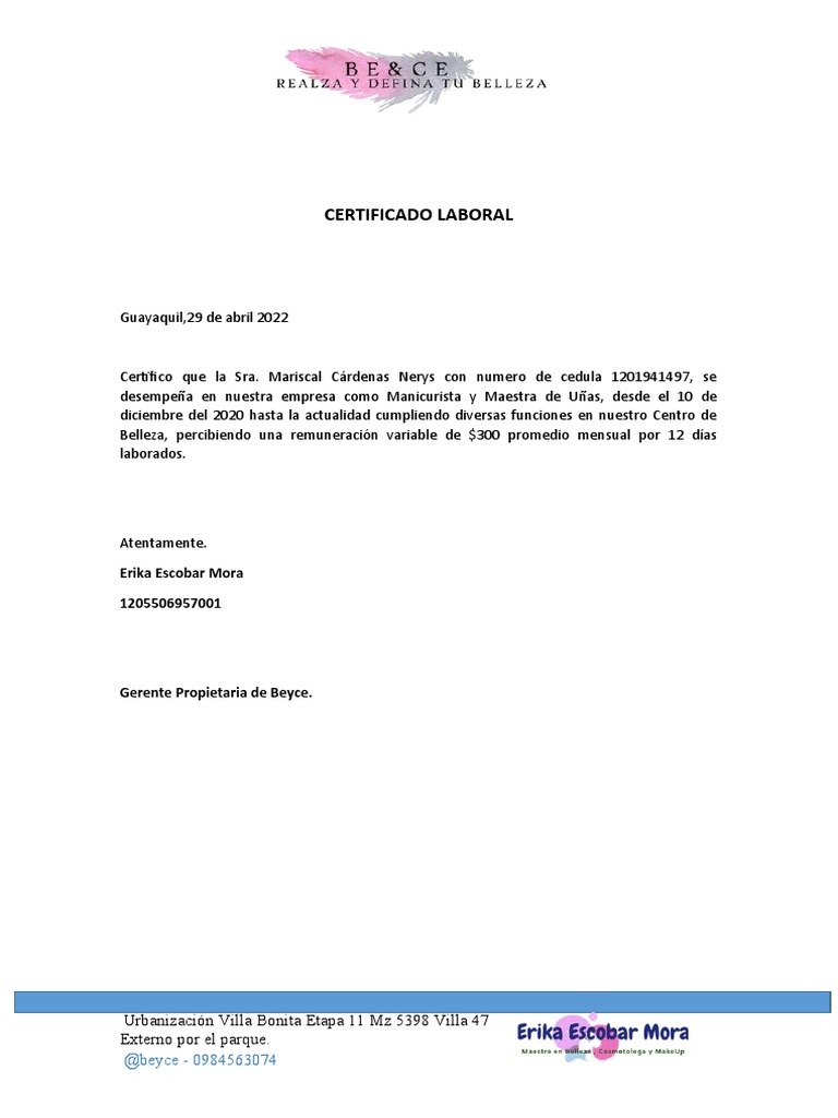 Certificado Laboral | PDF