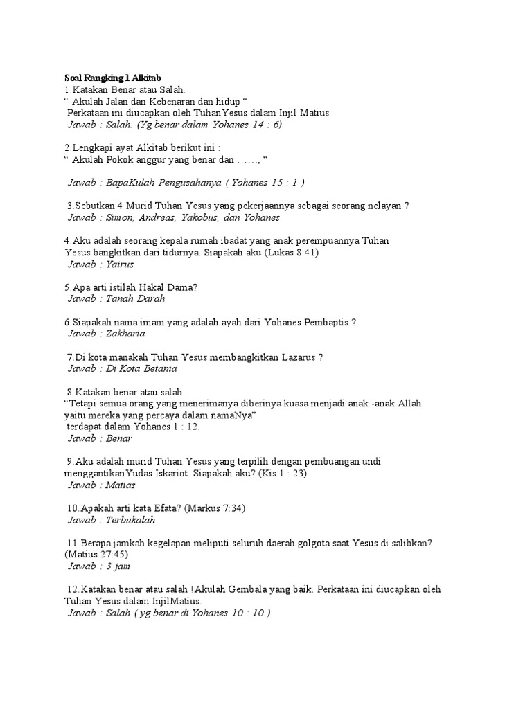 Soal Rangking 1 Alkitab | PDF
