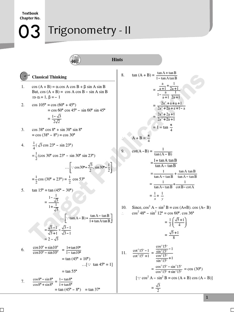 Mhtcet Maths Hints and Solutions | PDF
