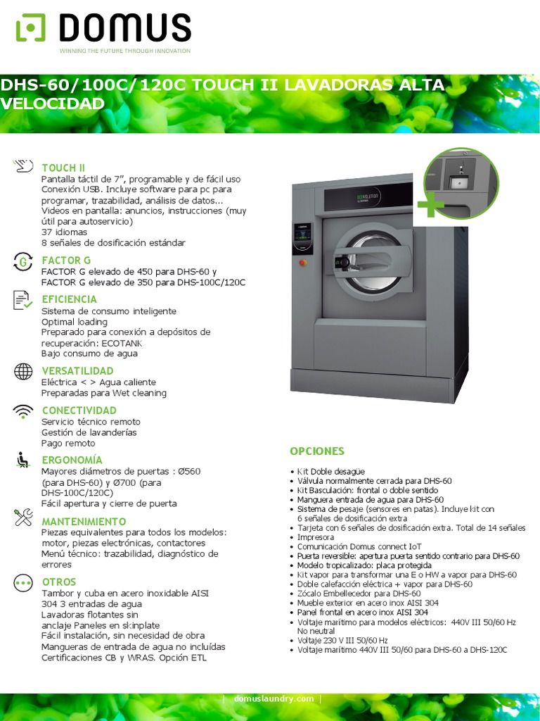 Lavadoras Alta Velocidad DHS-60/100C/120C | PDF | Ciencias de la ...