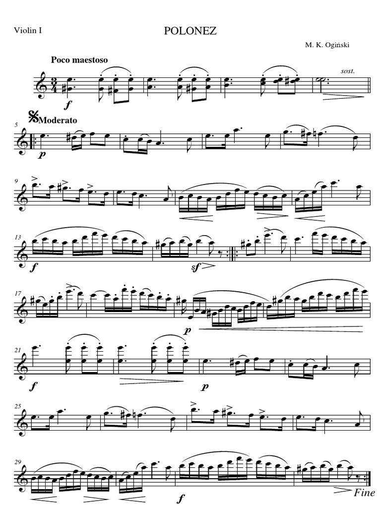 Oginski PolonaisePOLONEZ A Moll - Violin I | PDF | Échecs
