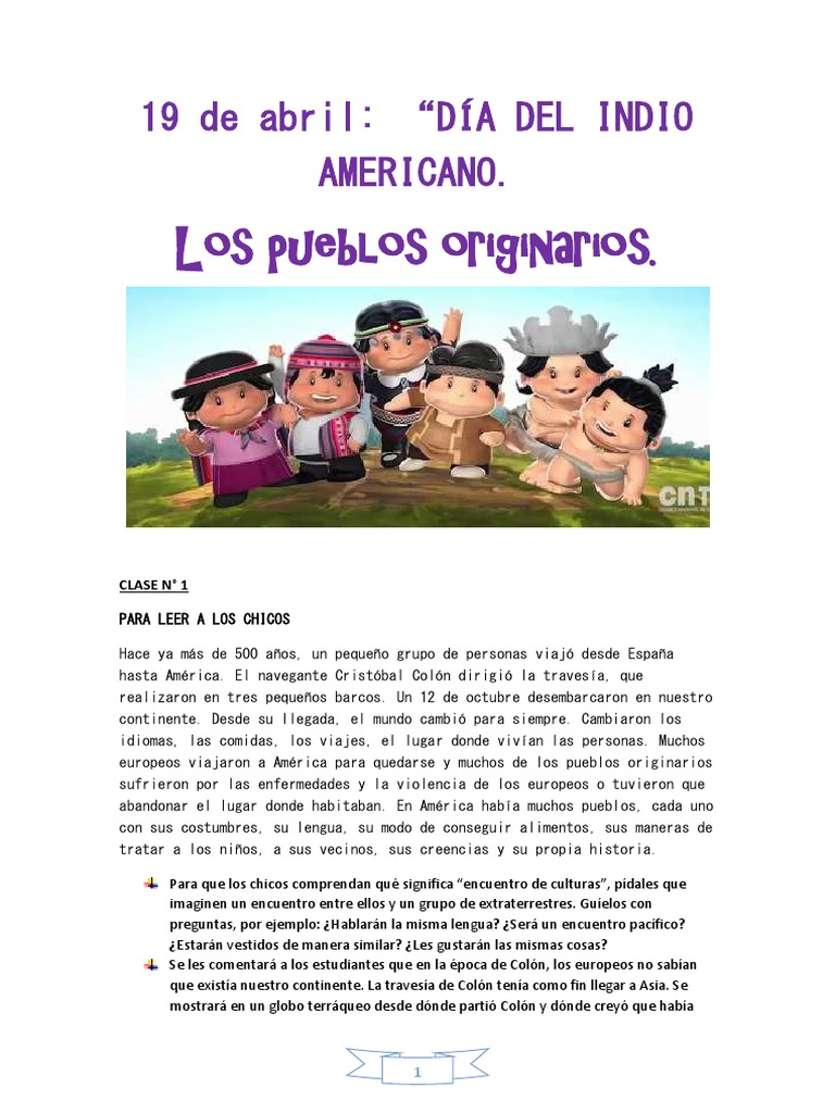 19 de Abril Día Del Aborigen Americano | PDF | Américas | Cristobal colon