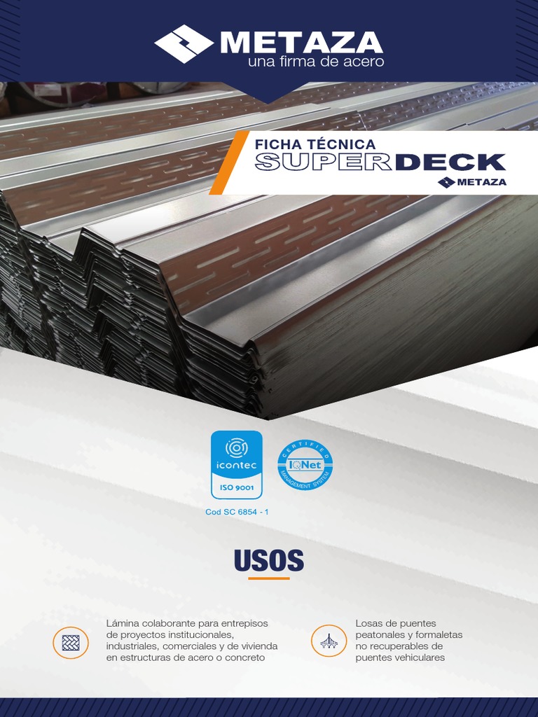Losa Colaborante Superdeck: Ventajas y Usos | PDF | Acero | Hormigón