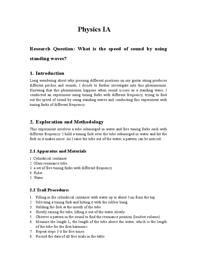 Speed of Sound via Standing Waves Experiment | PDF