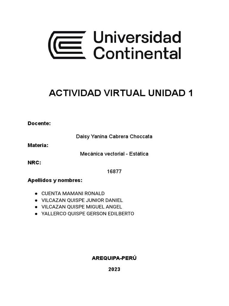 Actividad Virtual 1 Estatica | PDF