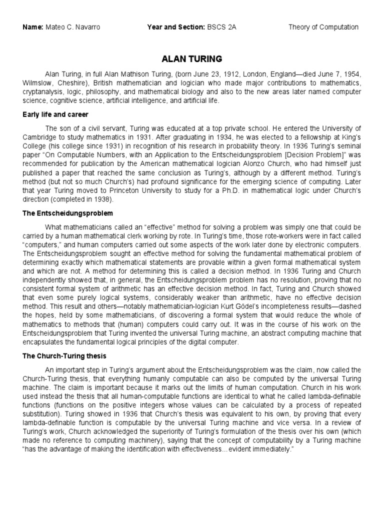 Alan Turing | PDF