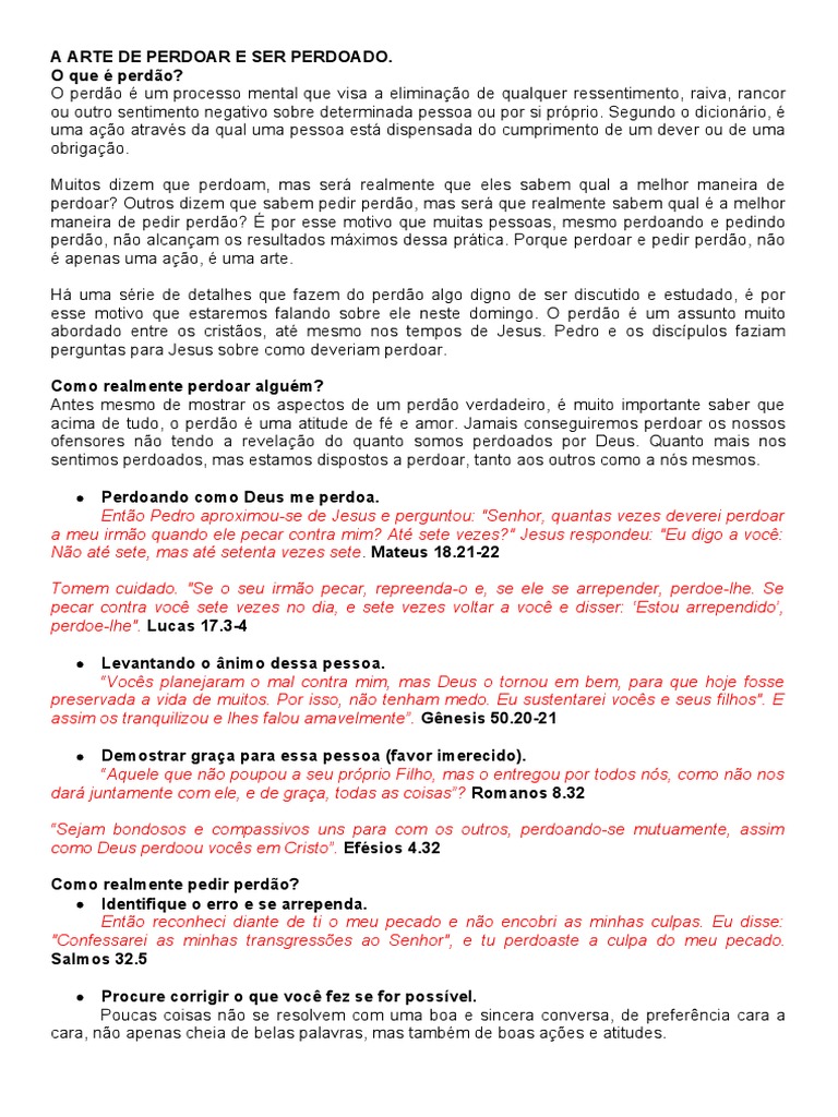 A Arte de Perdoar e Ser Perdoado | PDF | Perdão | Pecado