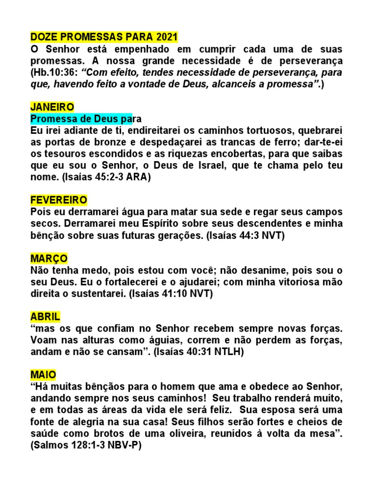 12 Promessas para 2021 | PDF