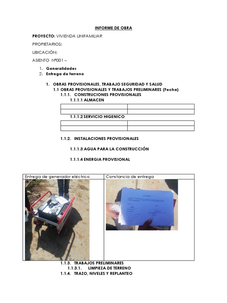 Informe de Obra | PDF