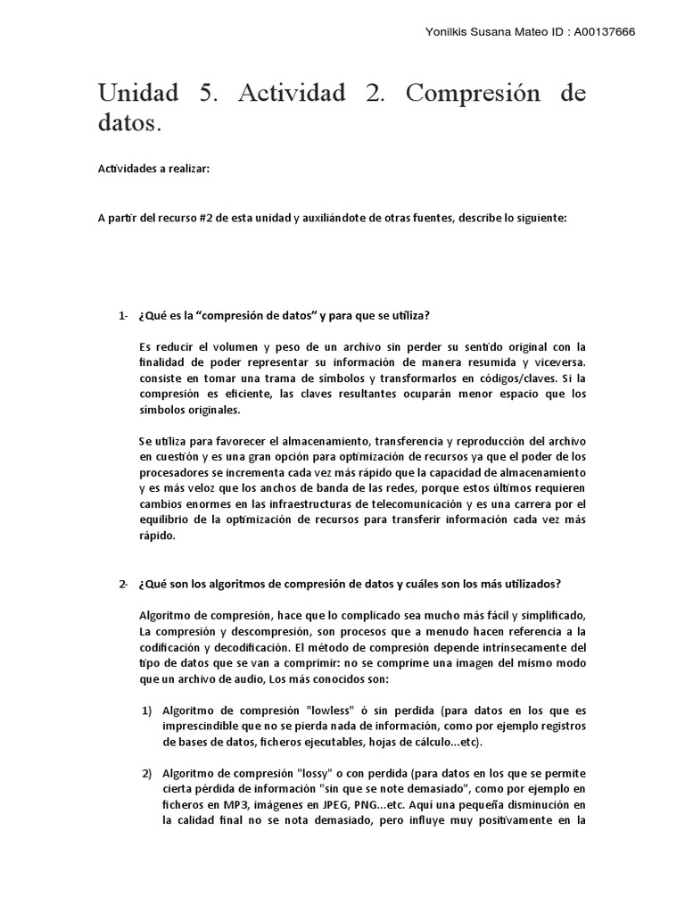 Compresión de Datos y Algoritmos | PDF | Arte