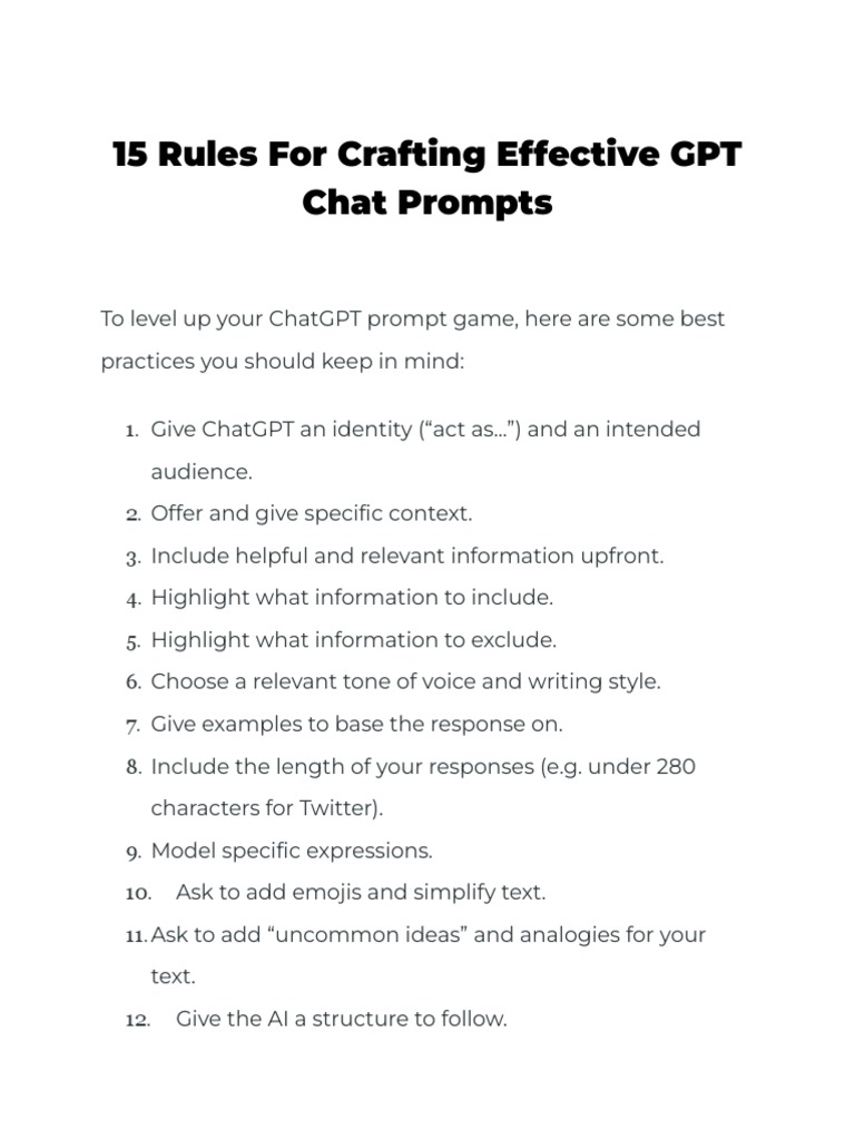 15 Rules To Write Better ChatGPT Prompts | PDF | Artificial ...