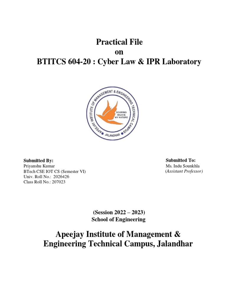 An In-Depth Laboratory Guide on Cyber Law, Intellectual Property Rights ...