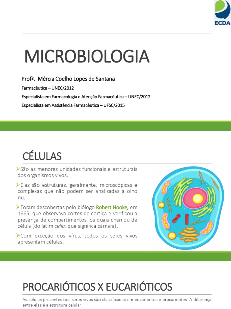 Microbiologia - Aula 02 Mércia | PDF | Célula (Biologia) | Bactérias