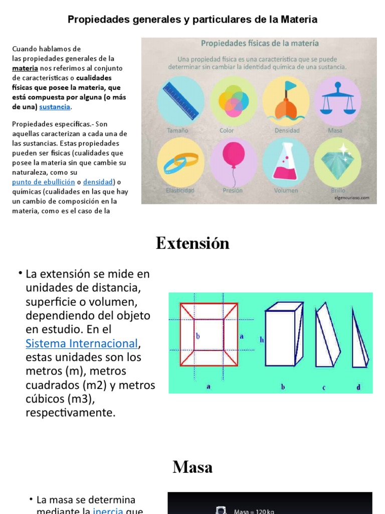 Propiedades de la Materia: Generales y Particulares | PDF | Importar | Masa