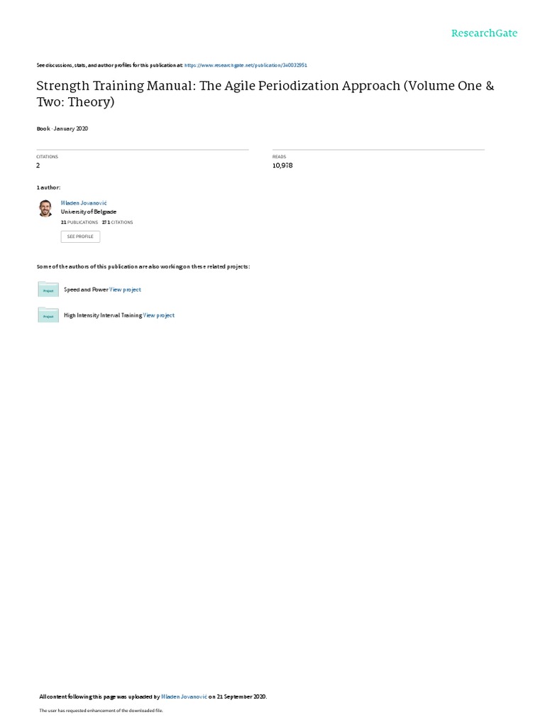 Strength Training Manual: The Agile Periodization Approach (Volume One ...