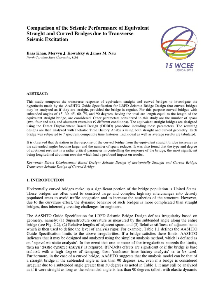 Seismic Analysis of Straight vs Curved Bridges | PDF | Angle | Bridge
