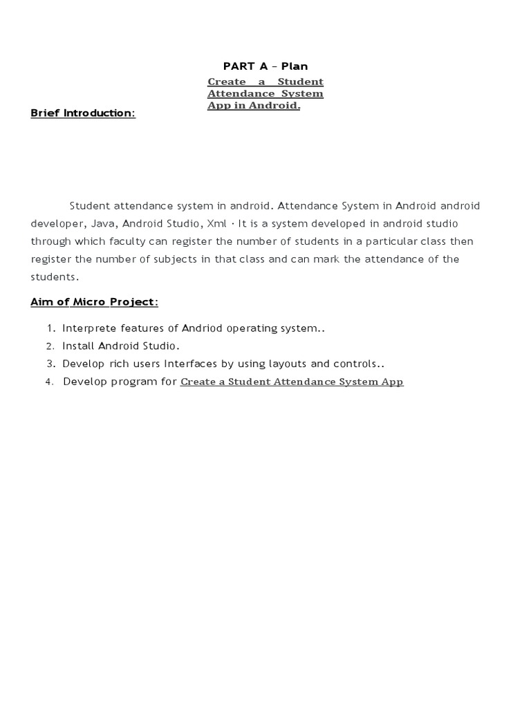 Part A - Plan: Create A Student Attendance System App in Android | PDF | Android (Operating ...