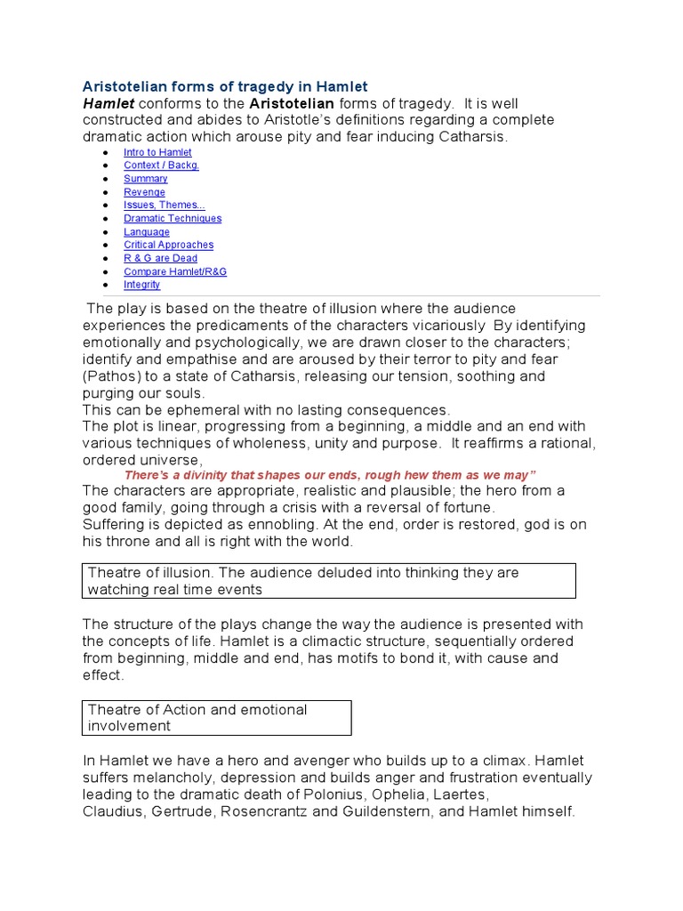 Aristotelian Forms of Tragedy in Hamlet | PDF