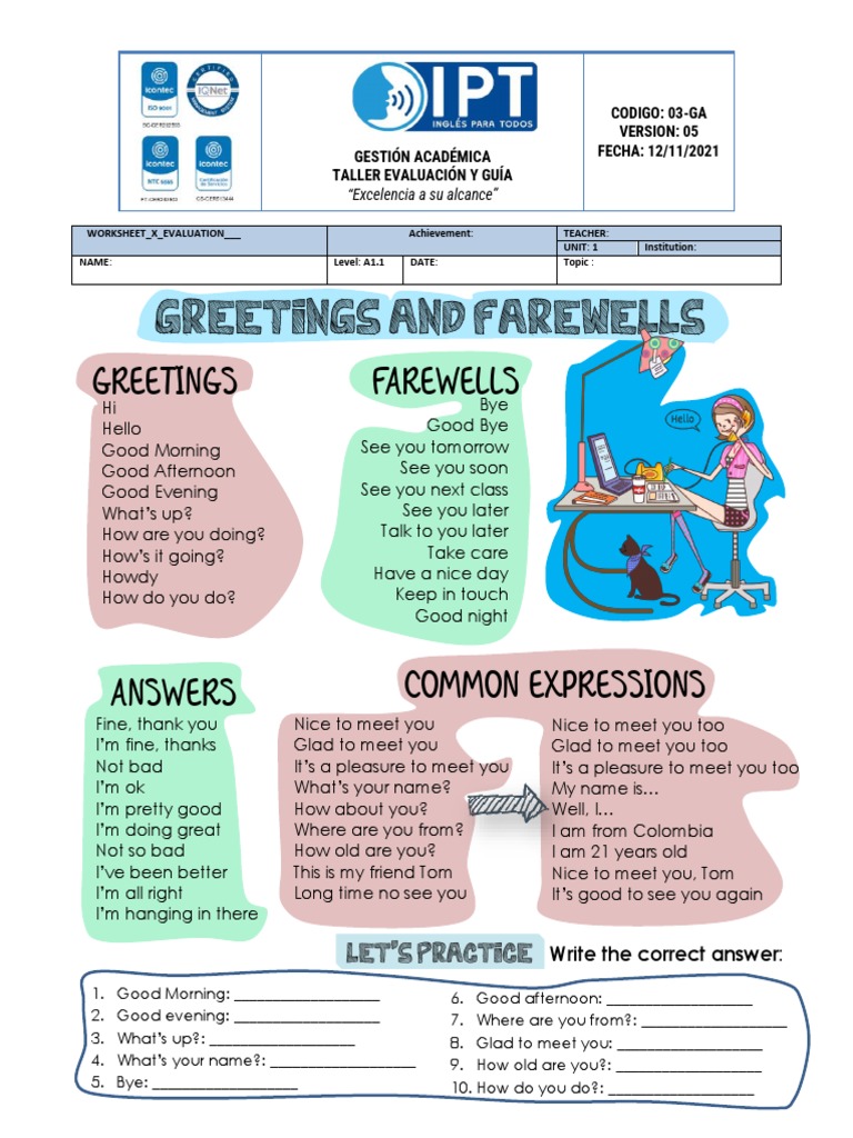 Unit 1 - Greetings | PDF