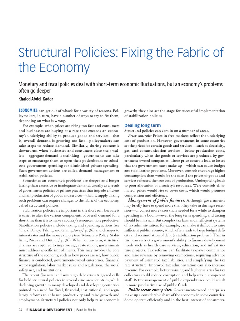 Structural-policies_Fixing the Fabric of the Economy | PDF