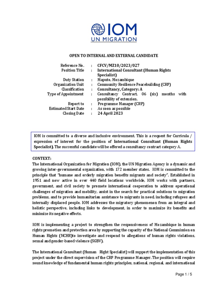 Open To Internal and External Candidate CFCV/MZ10/2023/027 ...