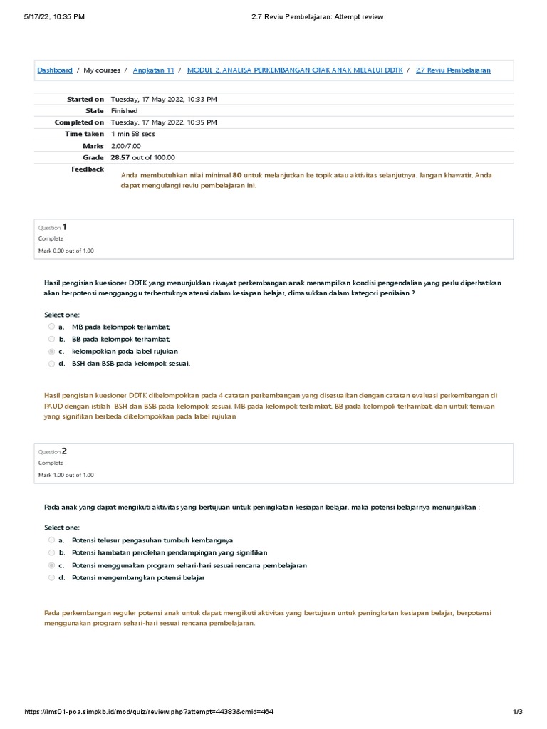 Reviu Pembelajaran DDTK | PDF