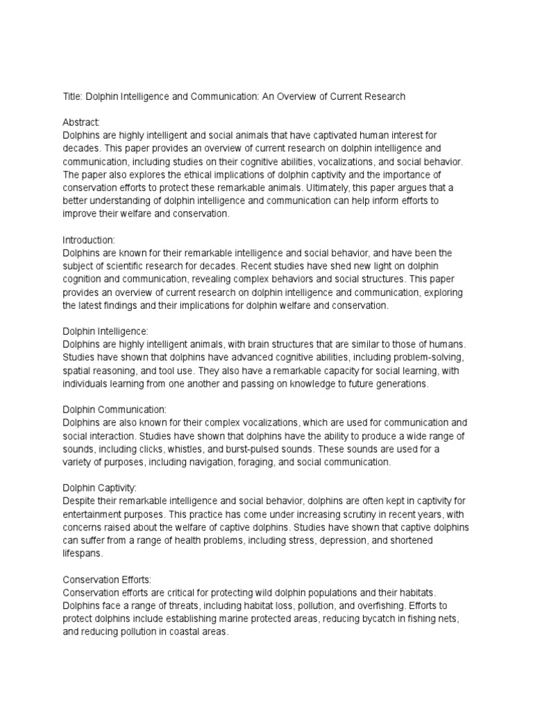About Dolphine | PDF | Dolphin | Intelligence