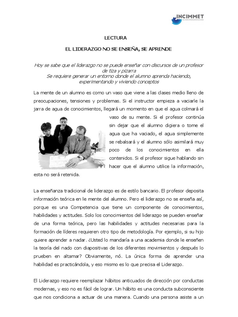 El Liderazgo Se Enseña y Se Aprende | PDF | Liderazgo | Aprendizaje