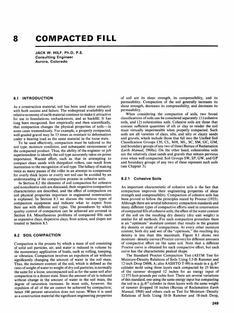 8 Compacted Fill: Jack W. Hilf, Ph.D. P.E. Consulting Engineer Aurora ...