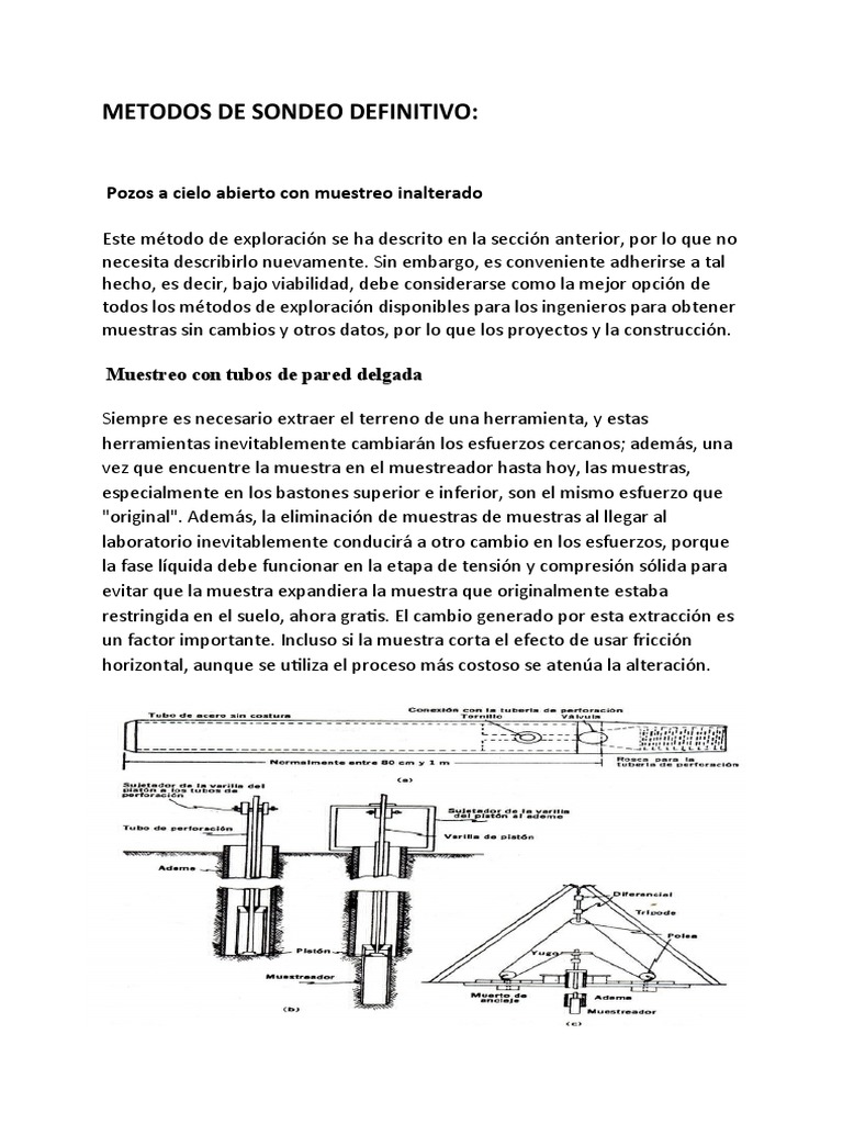 Métodos de Sondeo Definitivo en Roca | PDF