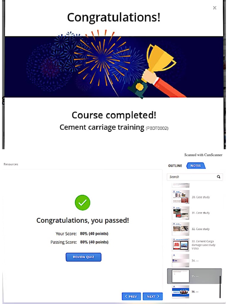 Screenshot of Completion of All Training Modules | PDF