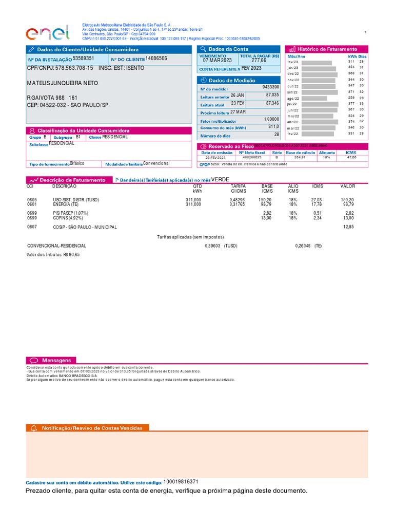 Mateus-Enel Fev 2023 Comprovante Endereço Gaivota | PDF
