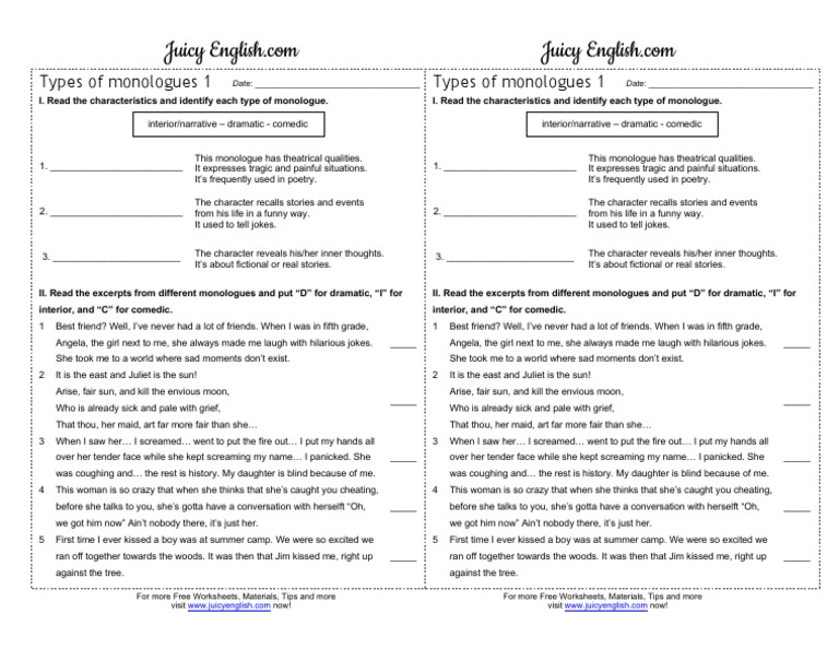 03 Types of Monologues1 | PDF | Monologue | Jokes