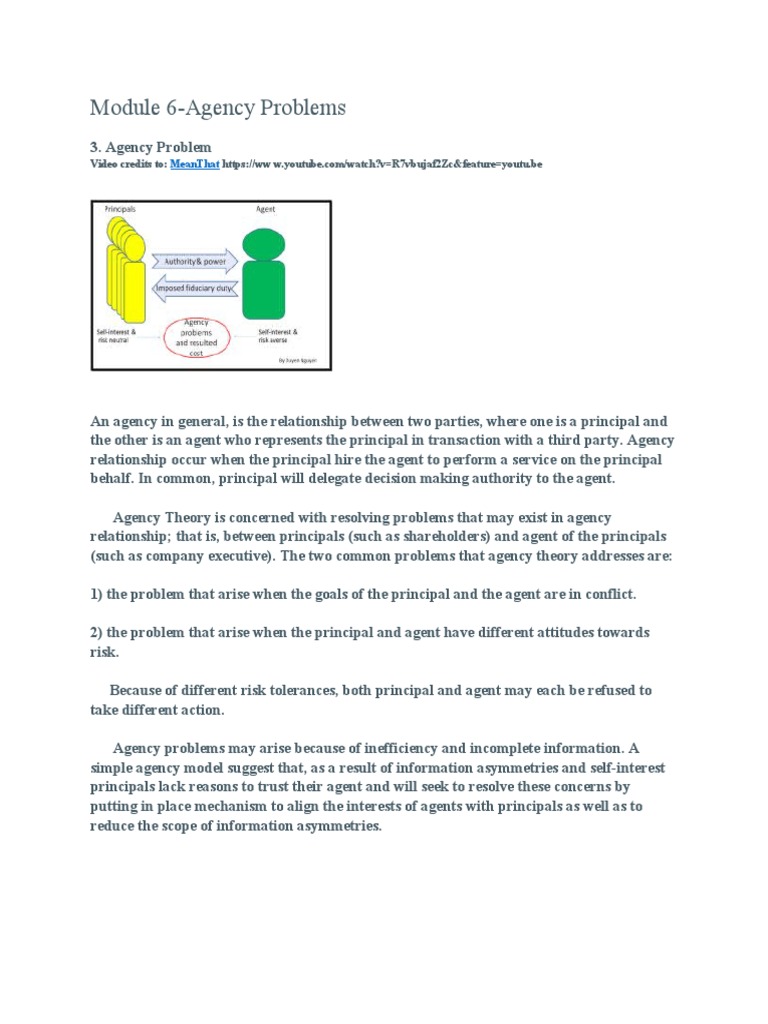 Module 6 Agency Problems | PDF | Incentive | Economies