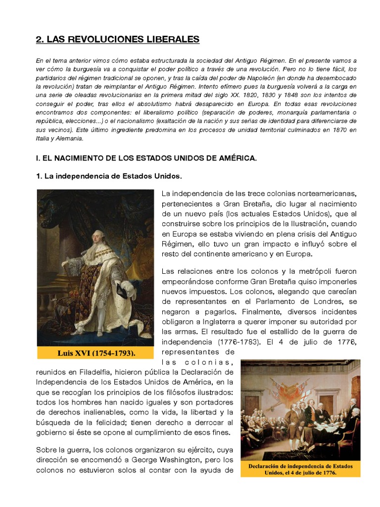 Tema 2. Las Revoluciones Liberales | PDF | Primer imperio francés ...