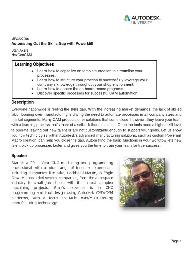 Learning Objectives: Automating Out The Skills Gap With Powermill | PDF ...