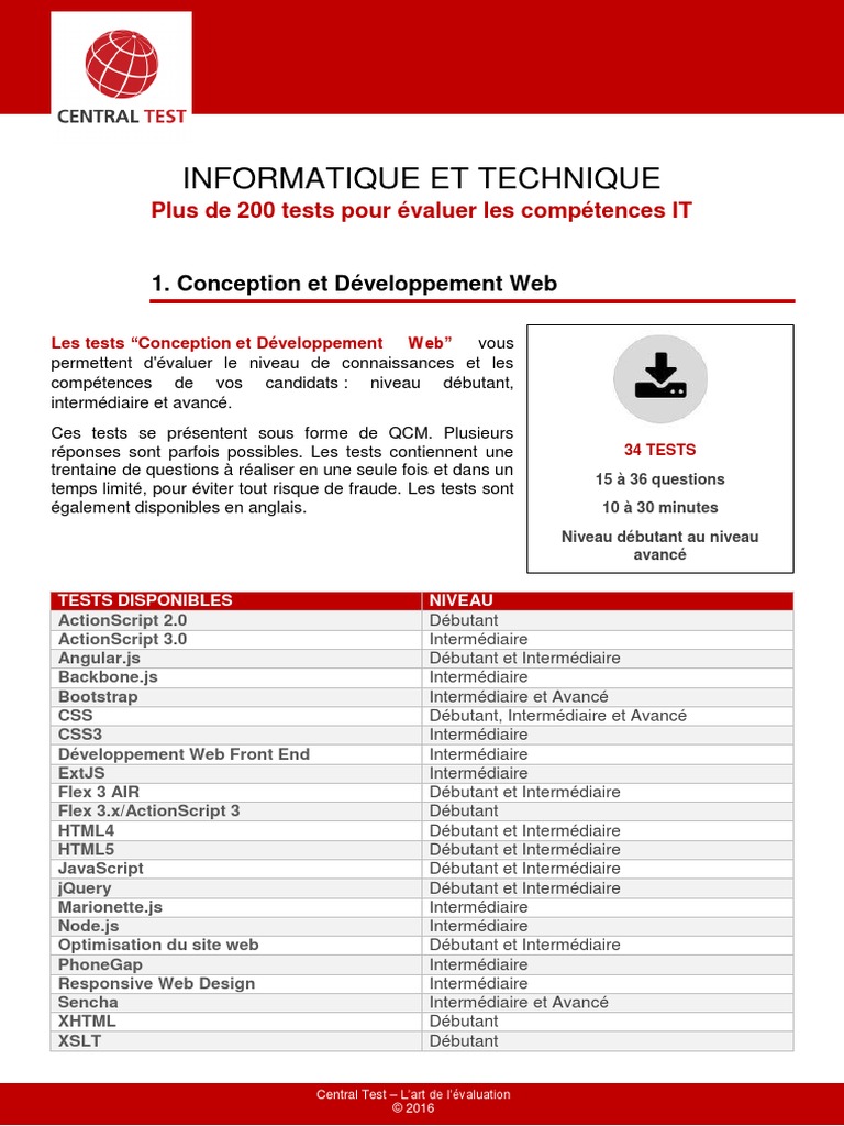 Plus de 200 Tests Pour Évaluer Les Compétences IT | PDF | Optimisation ...