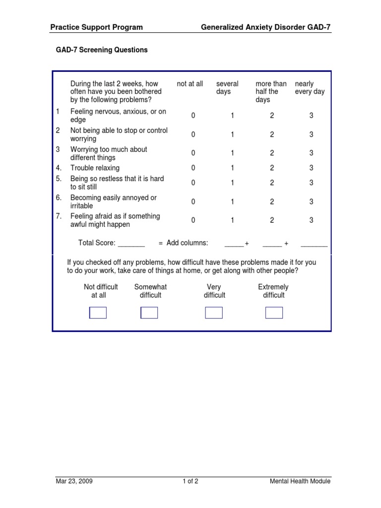 GAD7 | PDF | Anxiety Disorder | Anxiety