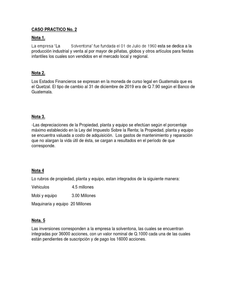 Caso práctico No. 2: Análisis financiero de la empresa "La Solventona | PDF