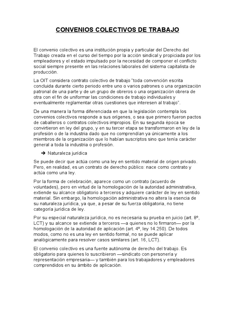 Convenios Colectivos de Trabajo | PDF | Acuerdo colectivo | Derecho laboral