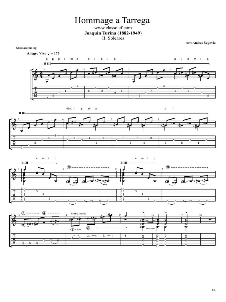 Hommage A Tarrega 2 Soleares by Joaquin Turina | PDF