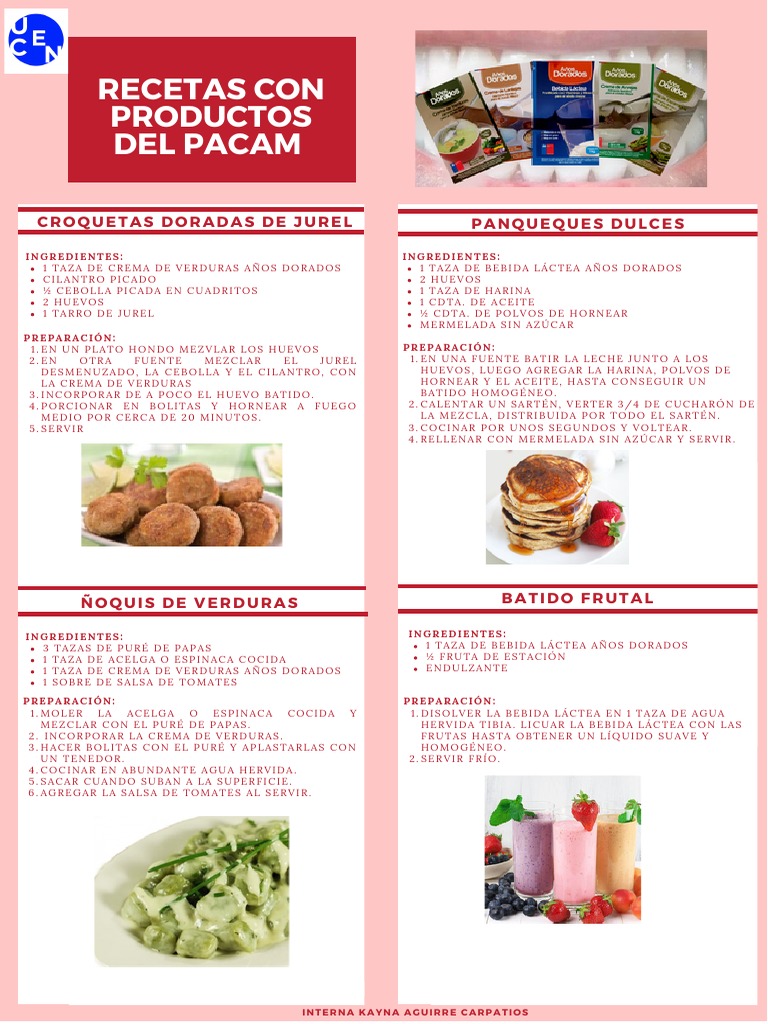 Recetas Pacam | PDF | Cocina occidental | Ingredientes de comida