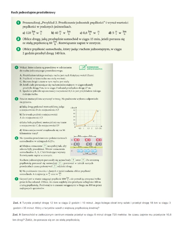Ruch Jednostajnie Prostoliniowy | PDF