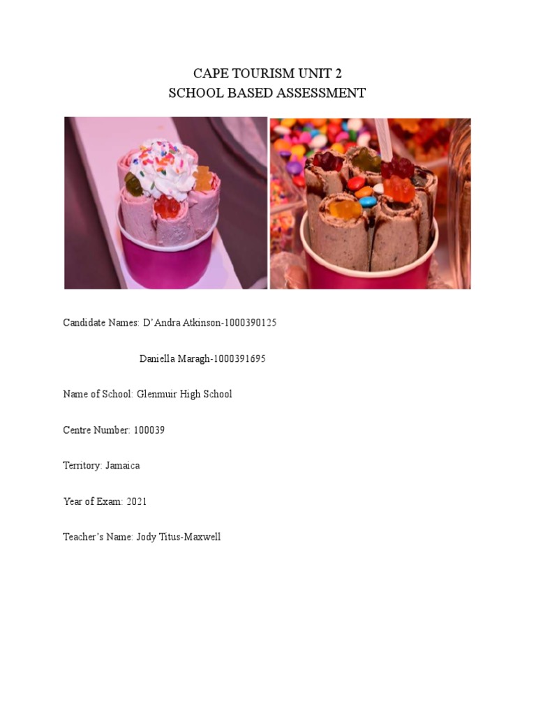 Cape Tourism Unit 2 SBA Project on Pic-Nice Recreational Park | PDF