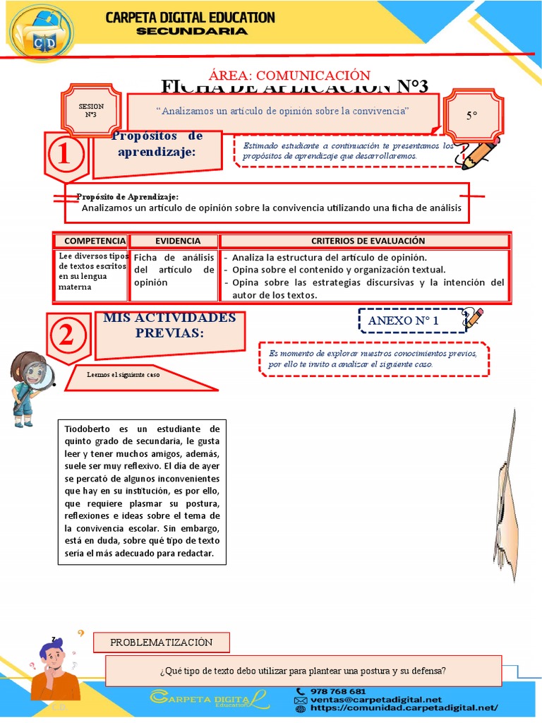5° Ficha de Aplicación-Sesión3-Sem.2-Exp.1-Comu | PDF