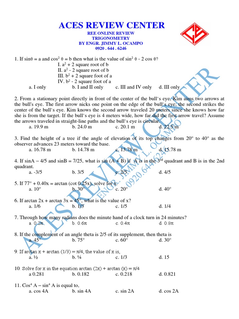 Ref 2 Trigonometry Pdf Triangle Angle